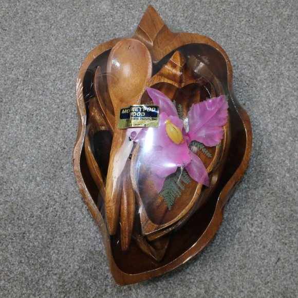 Monkey Pod | Kitchen | Monkey Pod Wood Bowls New Sealed 5pc Bowl Set W ...